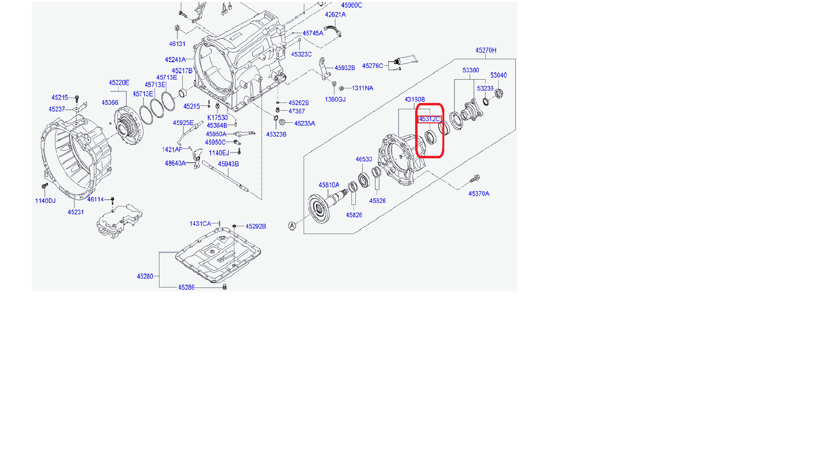 Output flange (shank) oil seal 45x62x12 RE5R05A 452624C050 from ...