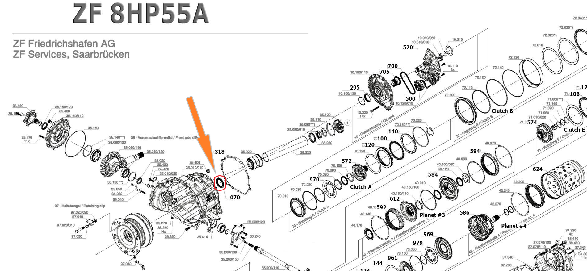 Oil pump seal ZF 8HP55AF 11-up ZF 8HP45 ZF 8HP70 O-OSL-8HP70-PP ...