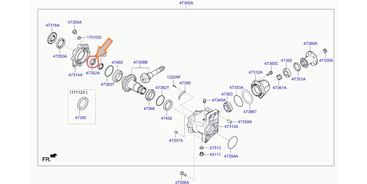 Transfer case intermediate shaft oil seal Hyundai / KIA A6MF1 A6LF1 ...