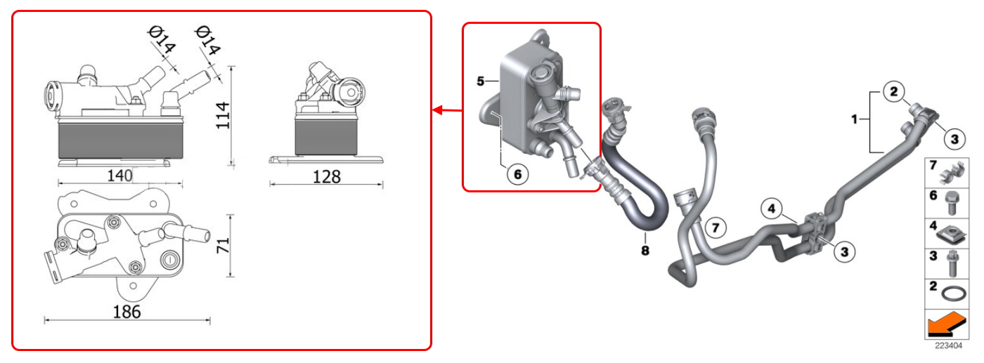 Heat exchanger BMW GA6HP26Z ZF 6HP26 17217800408 | 2019L8-12 CLC225000P