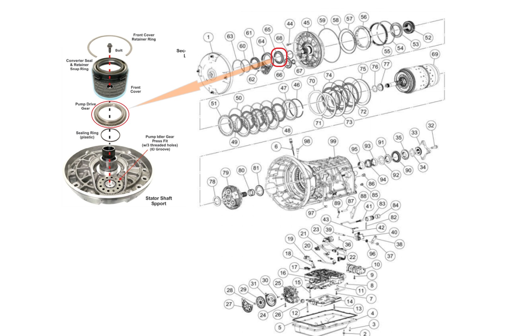 Oil pump drive gear FORD 10R80 73T, TH 7mm, 98.85mm from FORD – Buy Now ...