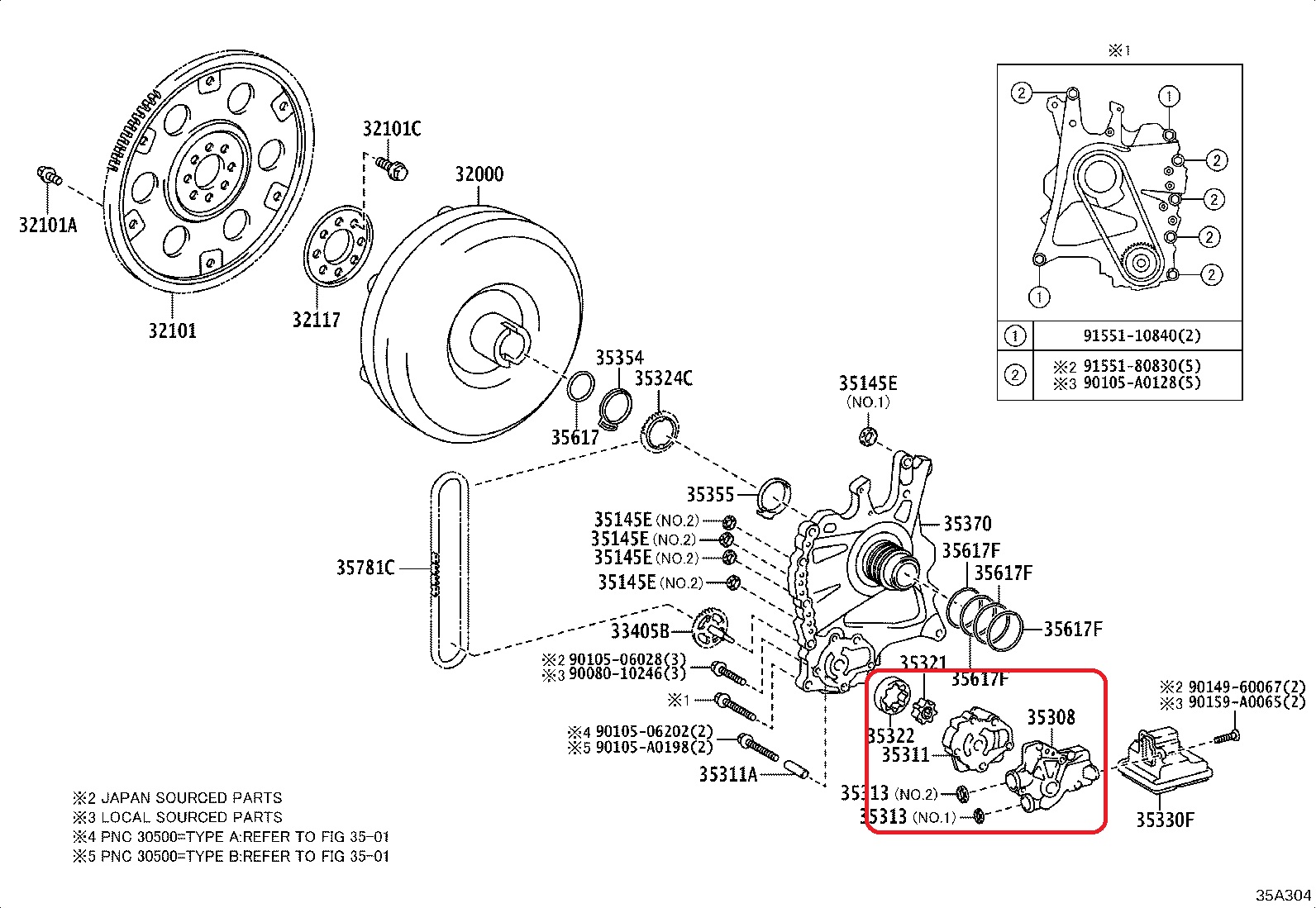Oil pump TOYOTA UA80E UA80F (HIGLANDER) UB80E UB80F (RAV4) 3531106030 ...
