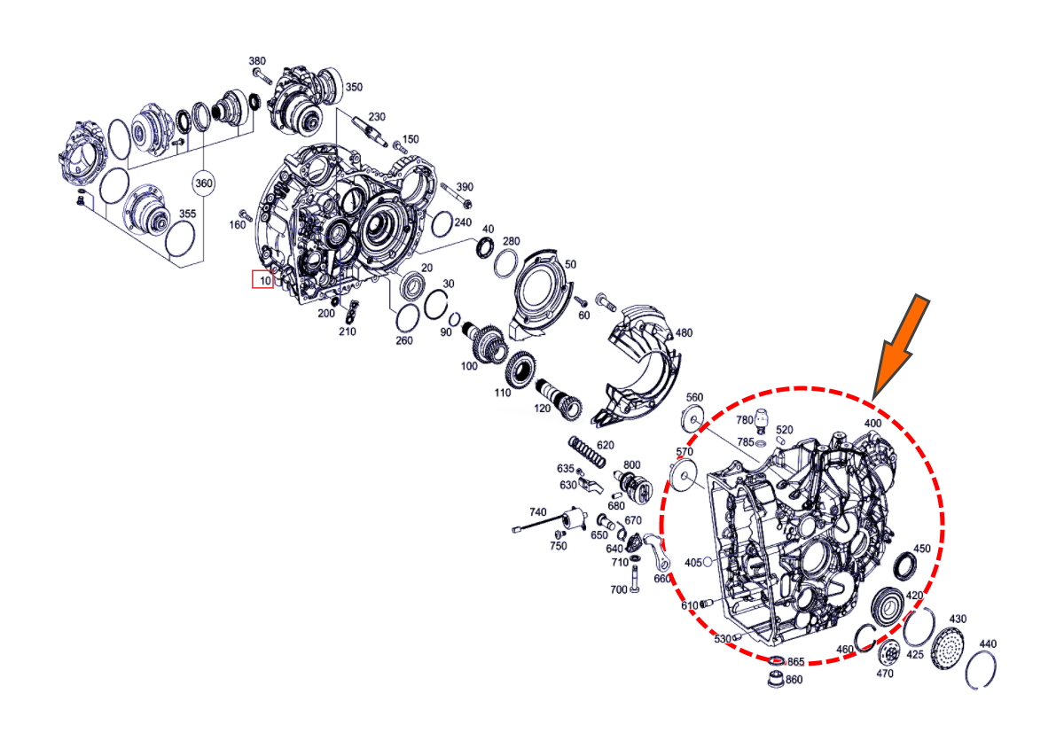 Rear housing 4WD 724.0 7G-DCT A2463702102 A2463700902 A 246 370 21 02 A ...