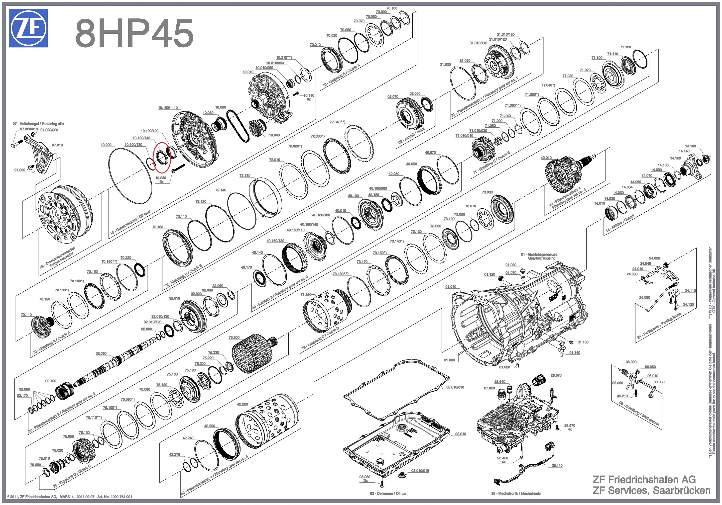 Front cover oil seal ZF 8HP45 8HP70 8HP90 0734300296 53x71x7mm from ...