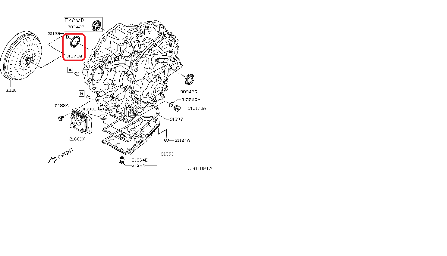 Torque converter oil seal JF011E RE0F10A 07-11 JF016E JF017E JF018E ...