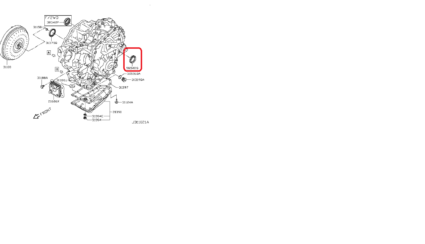 Axle oil seal left BE2350E JF017E JF018E 3834203E00 39x59x11/17 from ...
